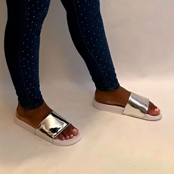 Shoes | Silver Mirrored Slides | Poshmark